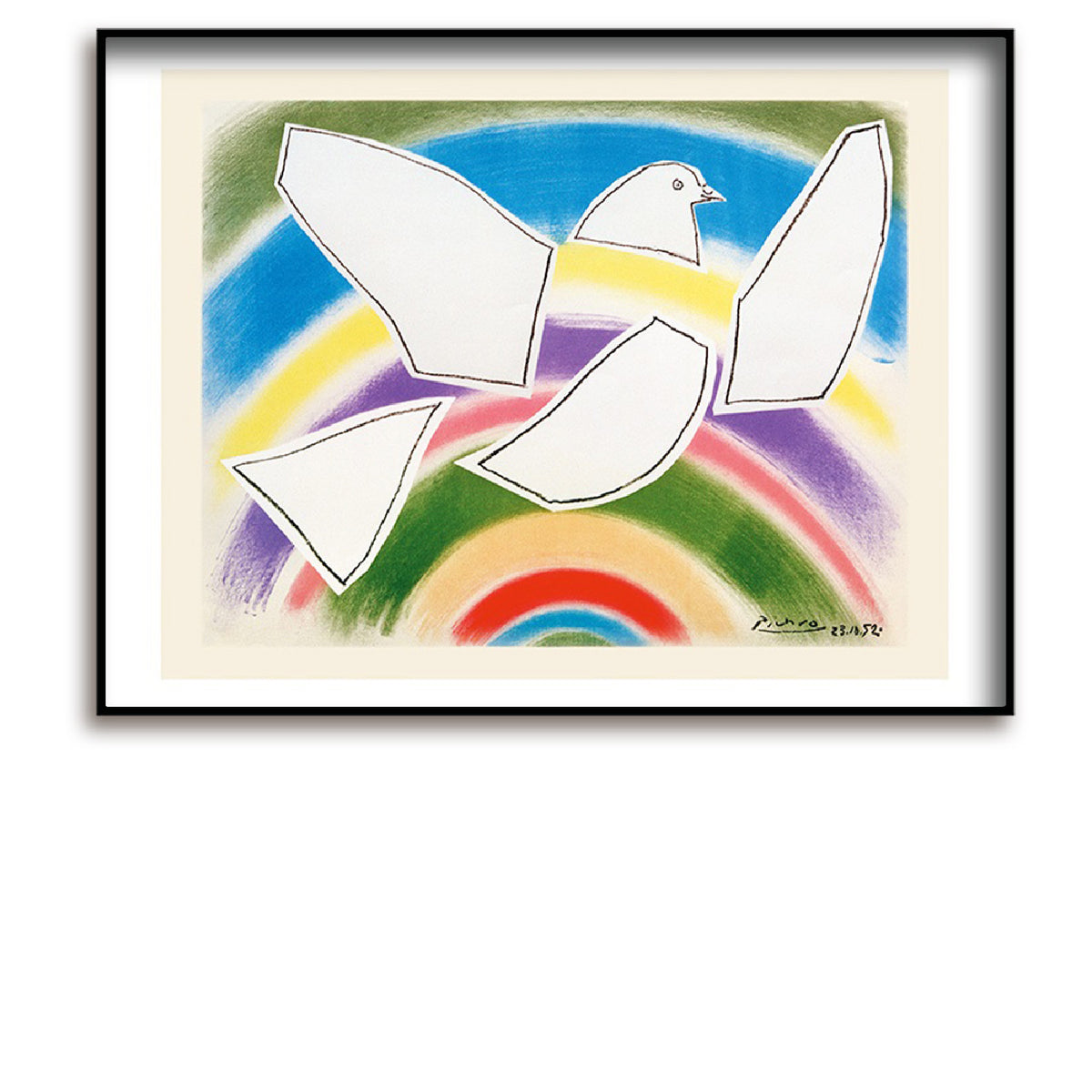 Kunstdruck / Picasso / Limited Edition / Fliegende Taube im Regenbogen ...